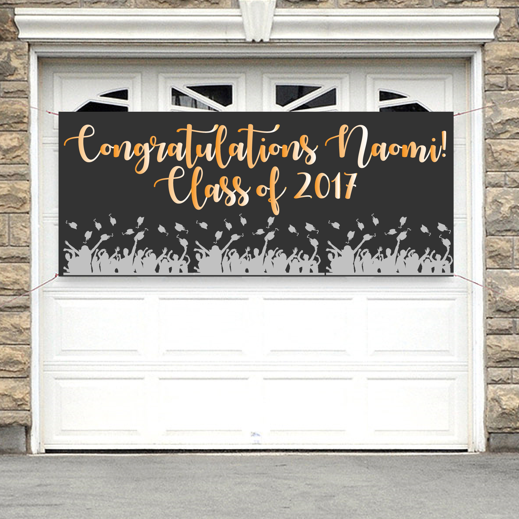 Graduation Banner Cheering Crowd School Spirit Place