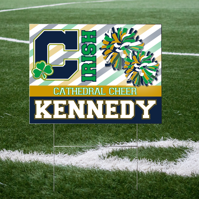 Cathedral Cheer Yard Sign: Megaphone – School Spirit Place