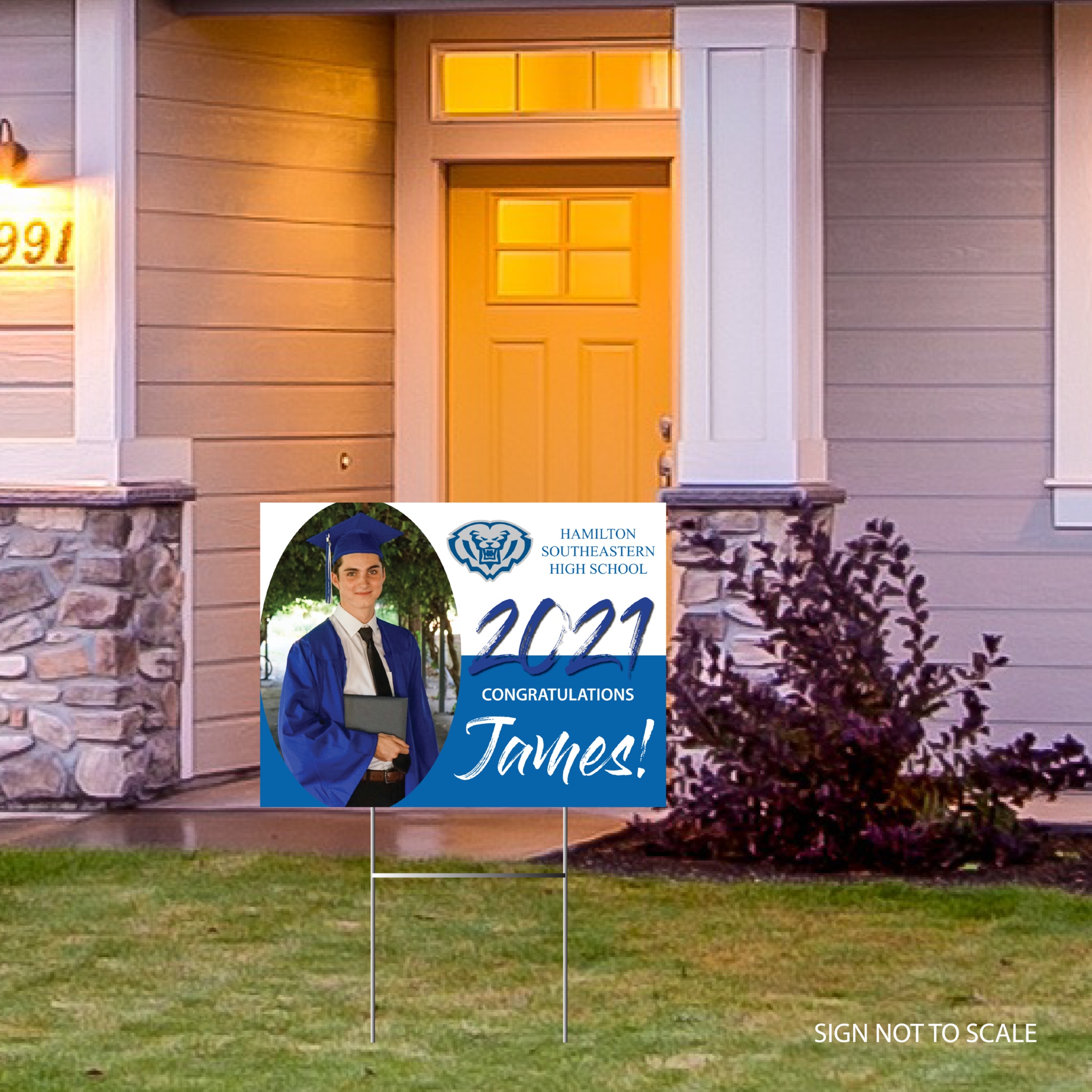 Celebrate Seniors Oval Photo Yard Sign - School Spirit Place