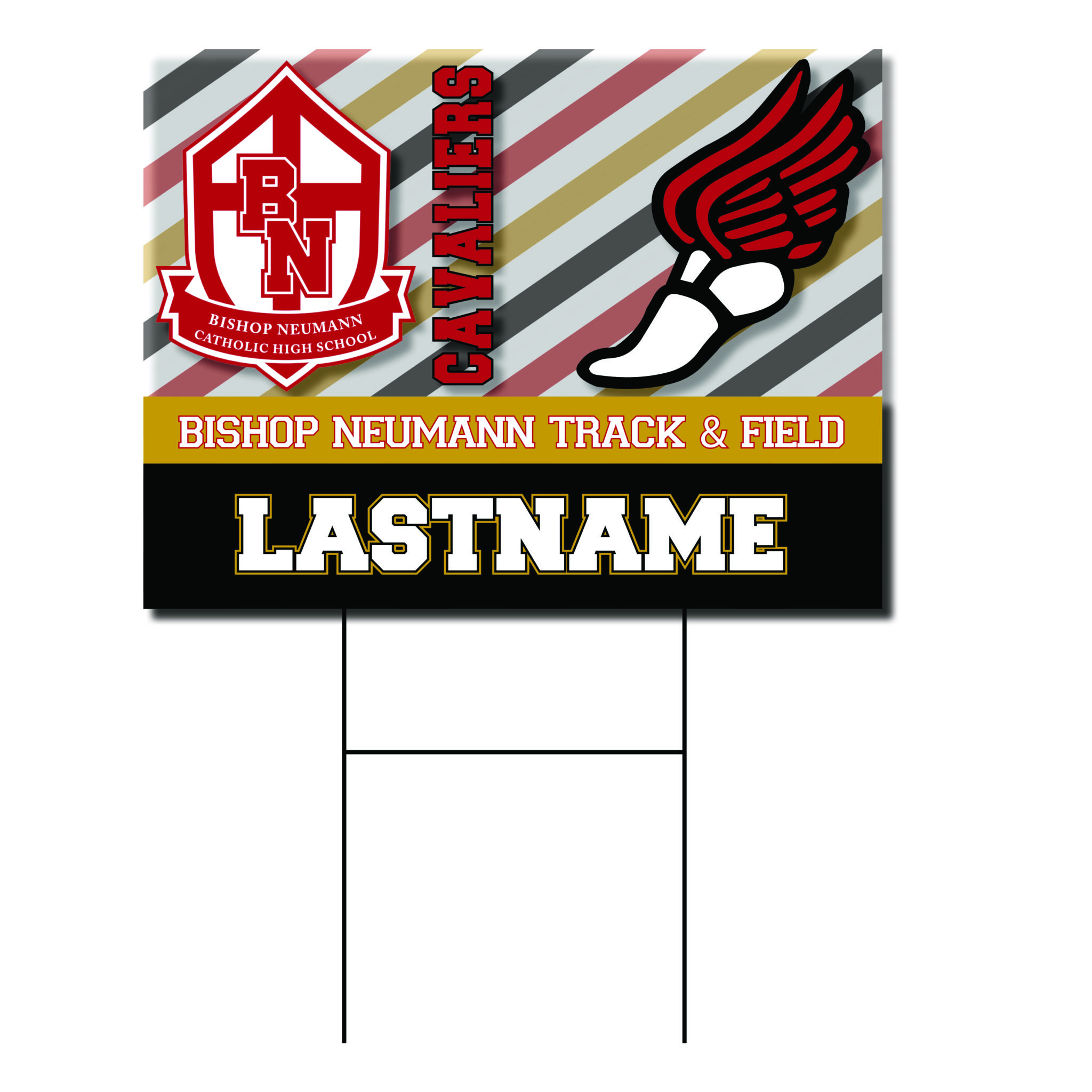 Bishop Neumann Track Yard Sign - School Spirit Place