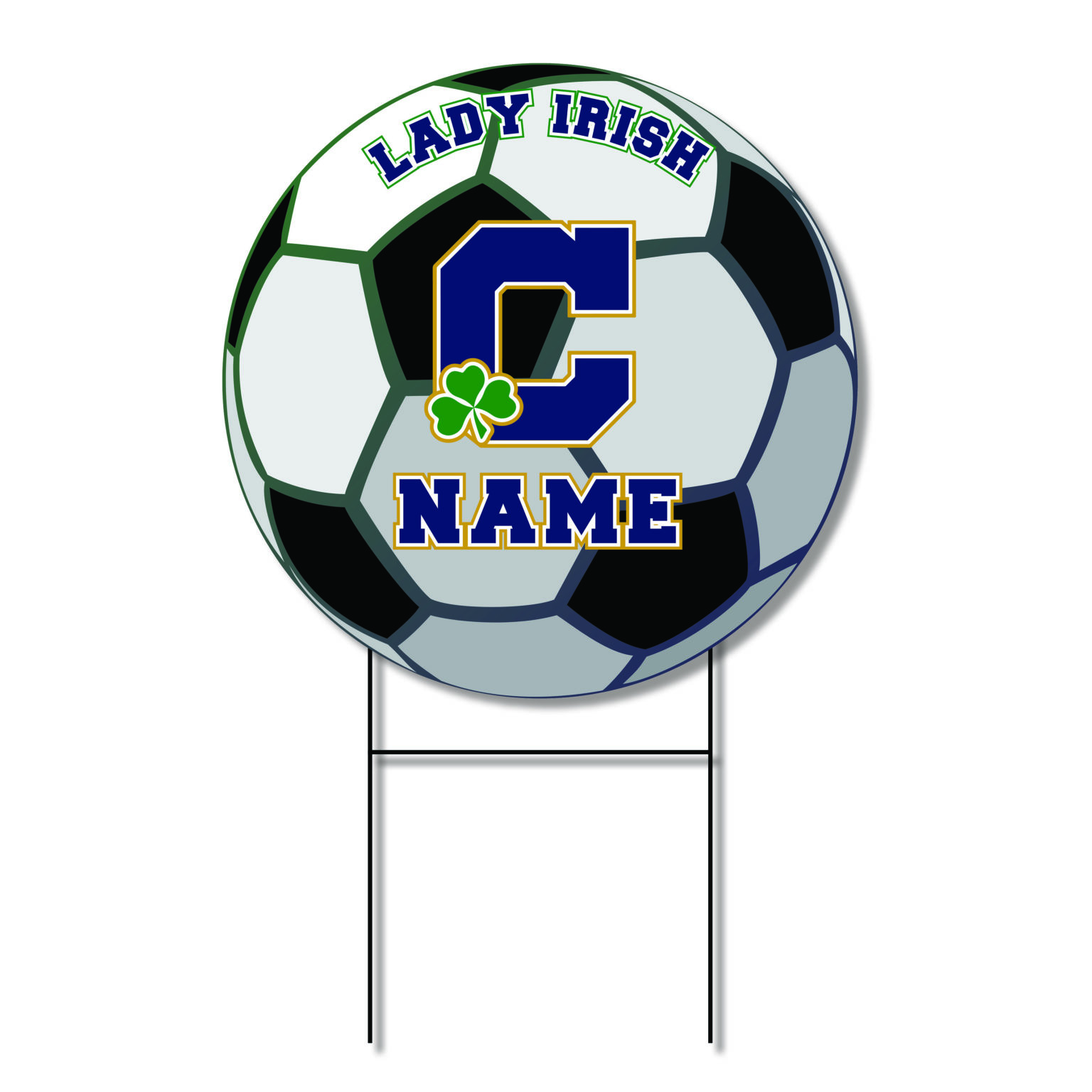 Cathedral Ladies Soccer Round Yard Sign - School Spirit Place