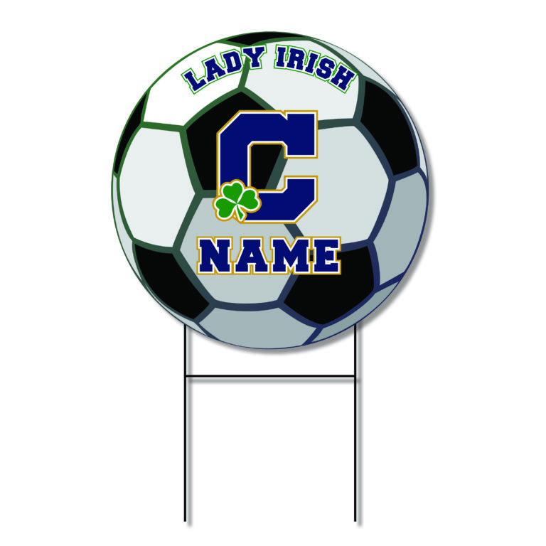 Cathedral Ladies Soccer Round Yard Sign - School Spirit Place