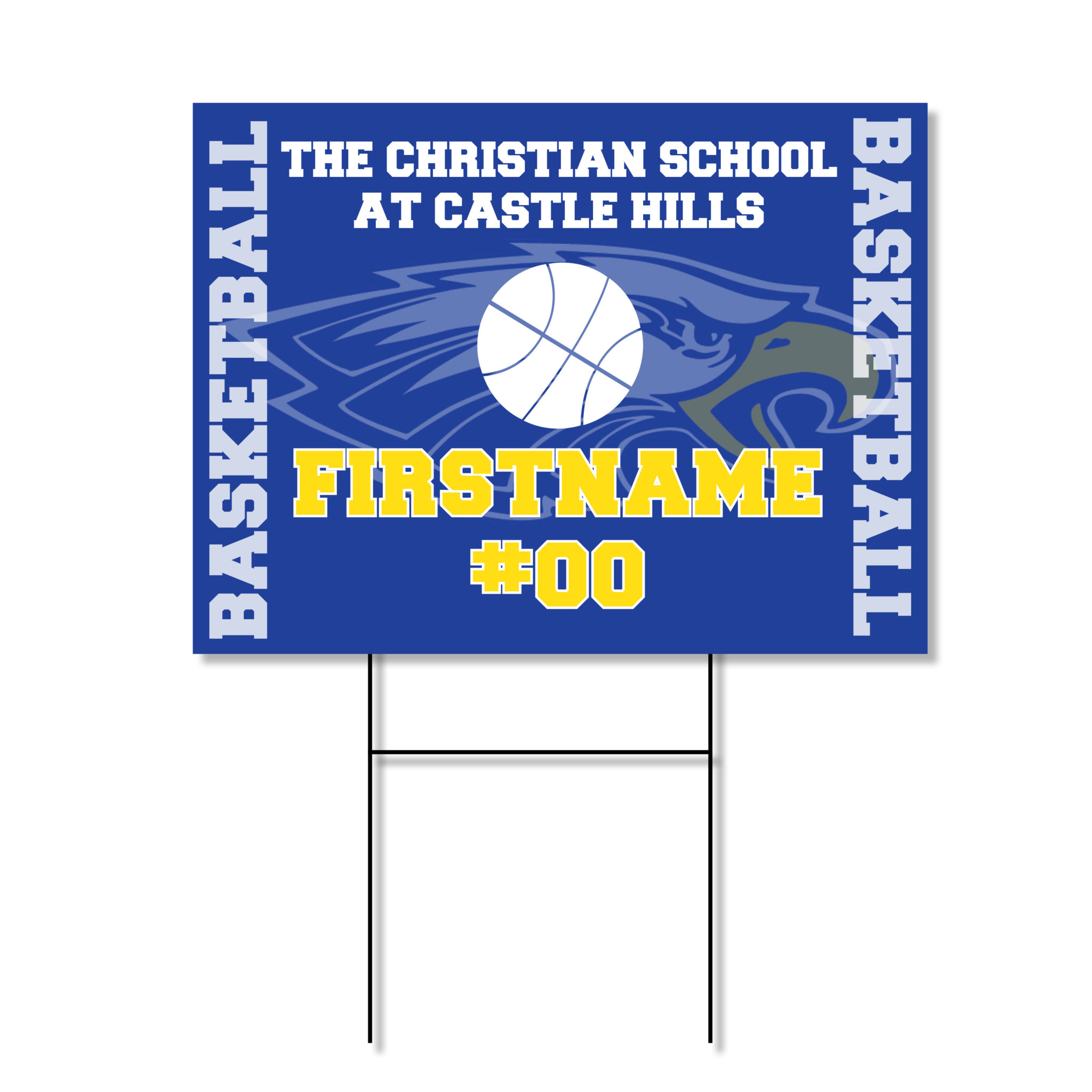 Christian School Castle Hills Basketball Yard Sign School Spirit Place
