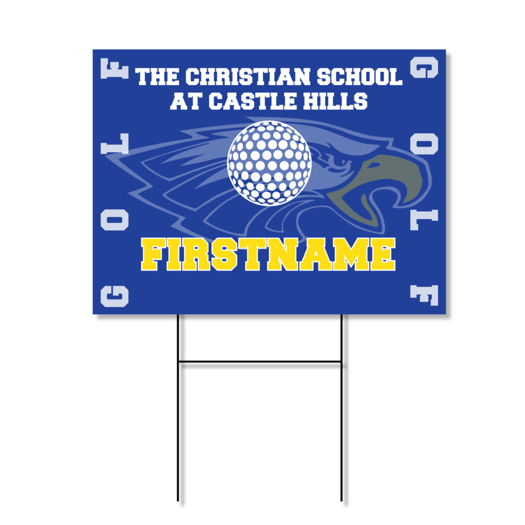 Christian School Castle Hills Golf Yard Sign - School Spirit Place