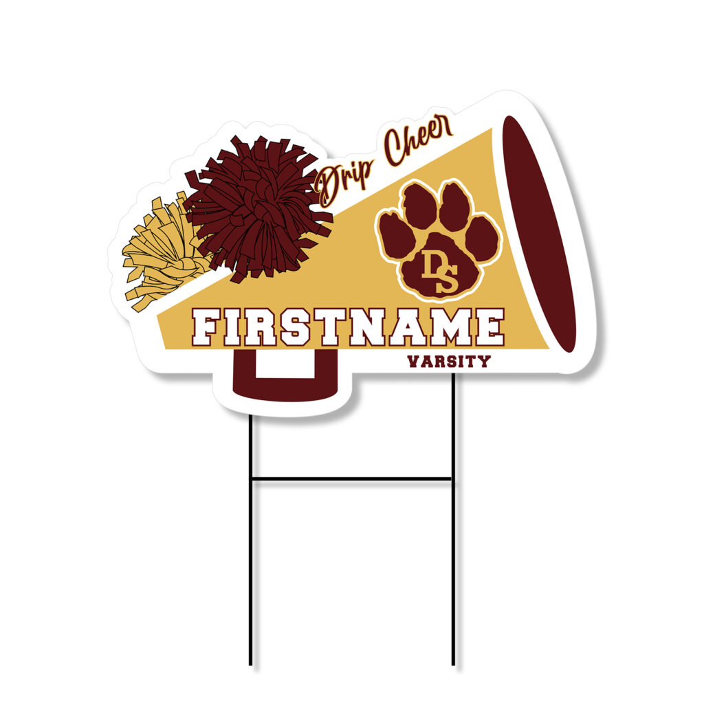 Varsity Dripping Springs Megaphone Cheer Yard Sign – School Spirit Place